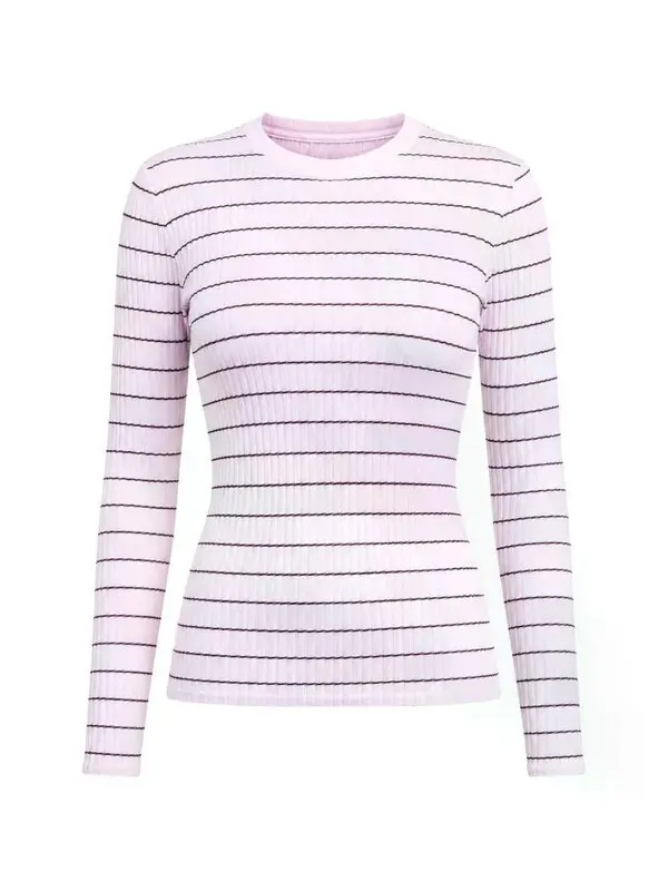 Vince Striped Ribbed T-shirt - Pink
