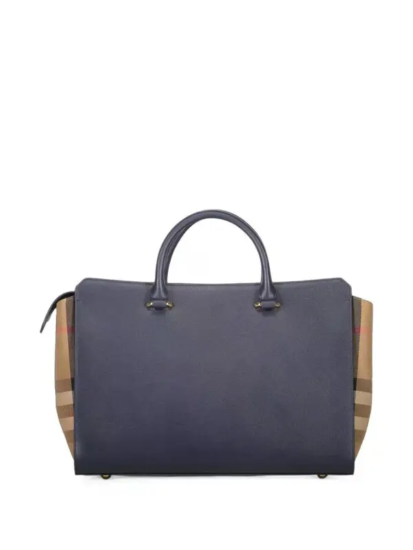Burberry Check-panel Leather Tote Bag