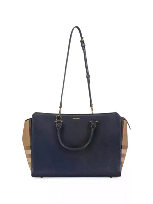 Burberry Check-panel Leather Tote Bag