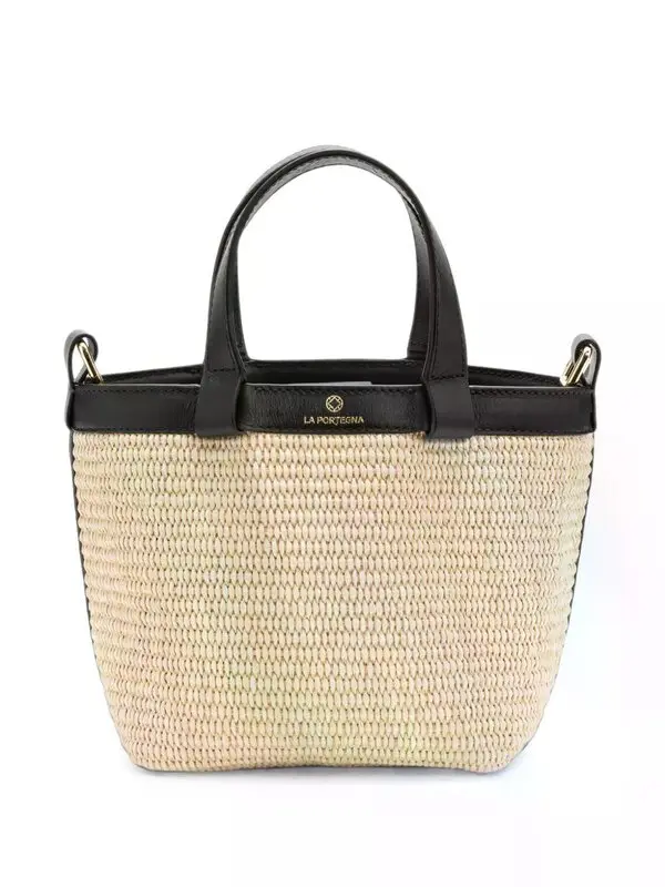 LA PORTEGNA Teresita Leather-trim Bucket Bag