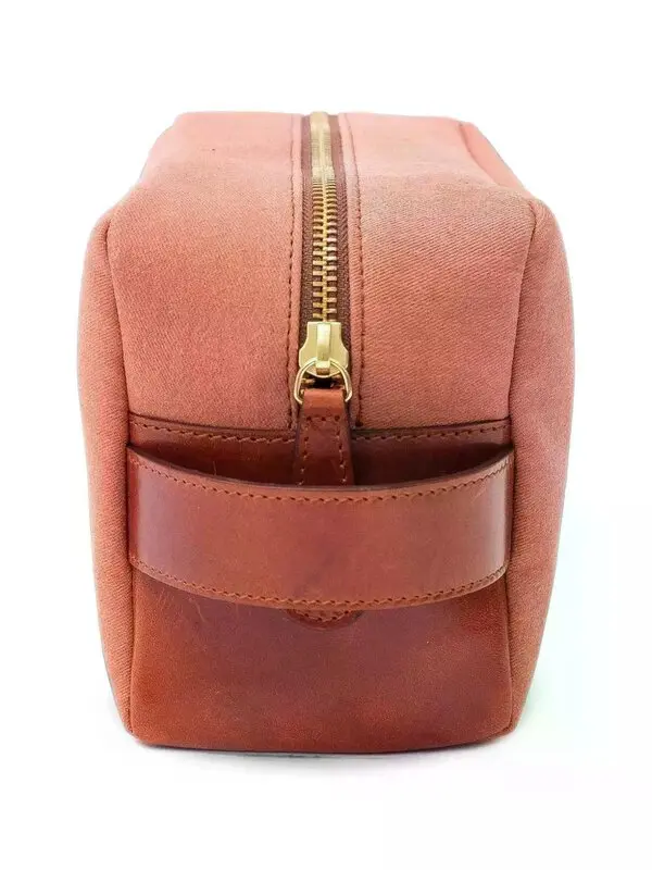 LA PORTEGNA Negro Canvas Leather-trim Wash Bag