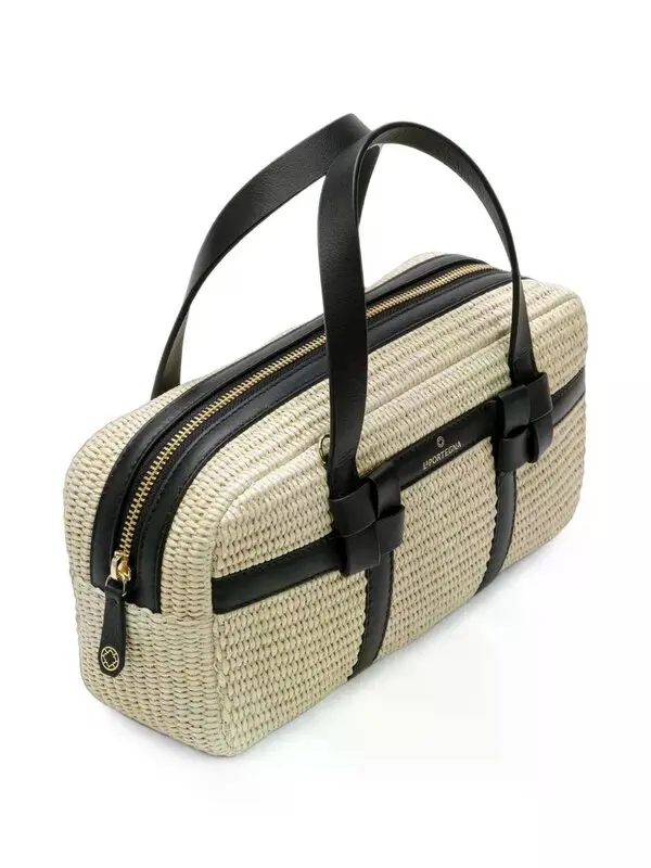 LA PORTEGNA Bibi Knotted-detail Jute Tote Bag