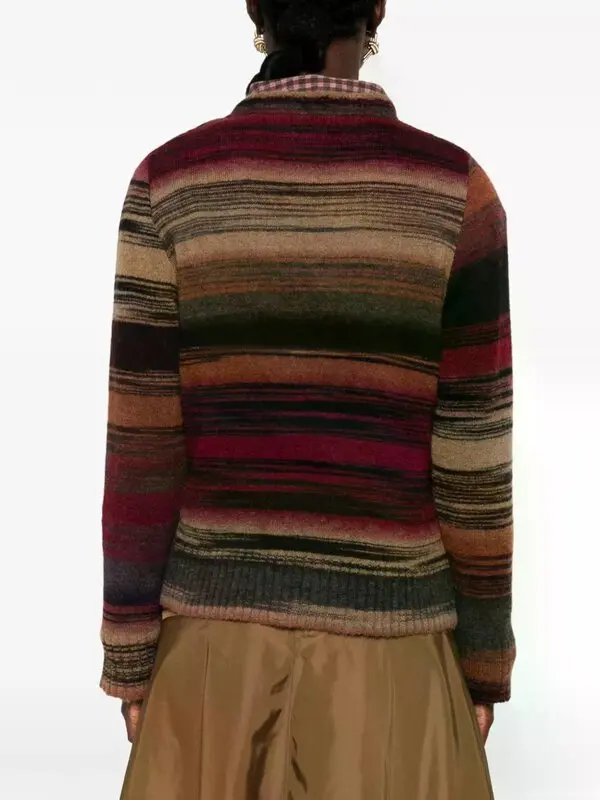 NEERA Striped V-neck Cardigan