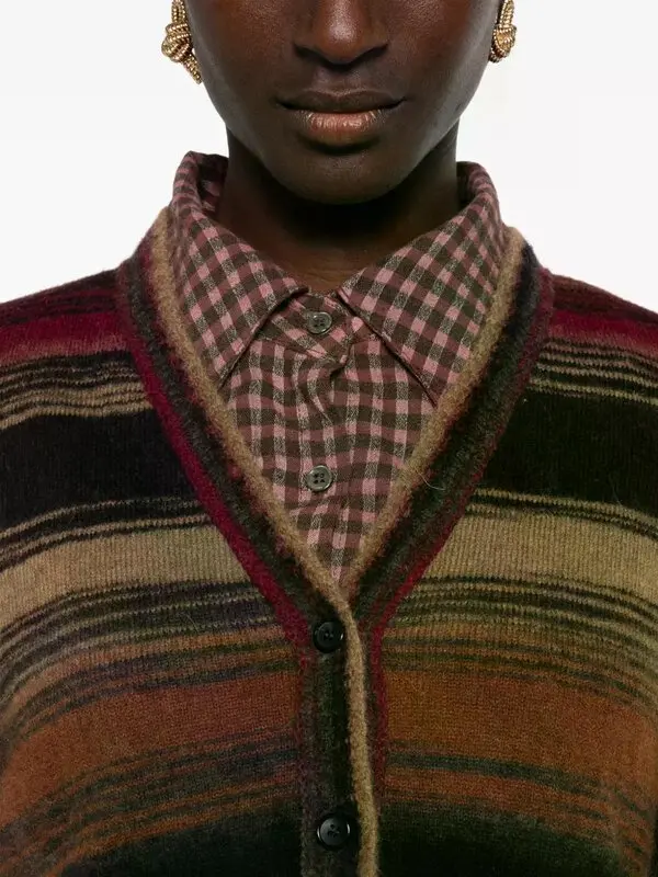 NEERA Striped V-neck Cardigan