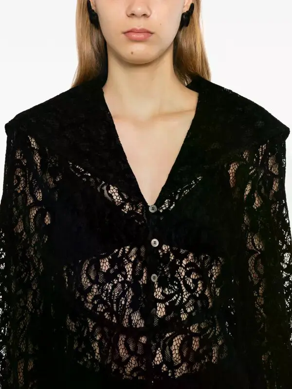 FETICO Flocked-lace Sailor Collar Shirt