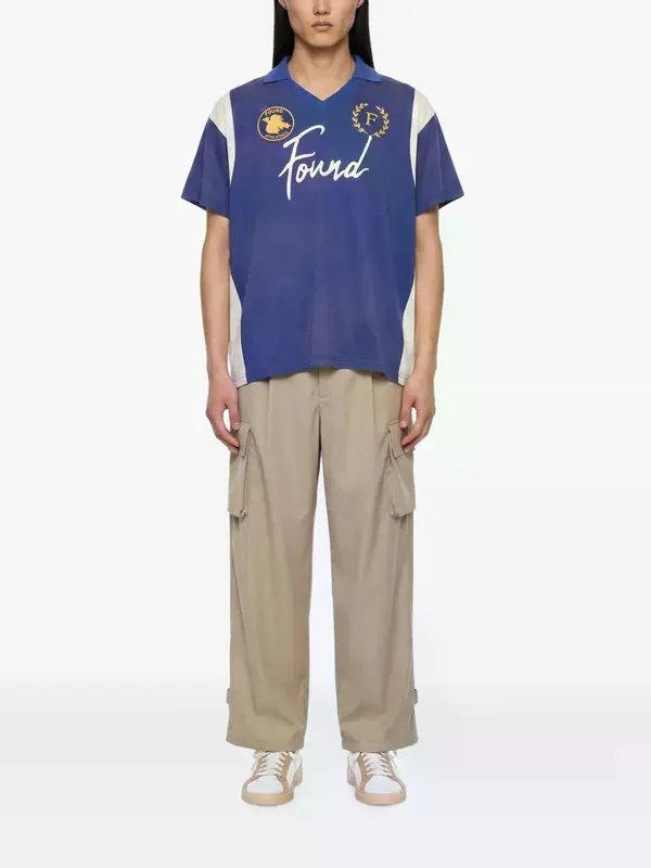 FOUND Logo-print Panelled Polo Shirt