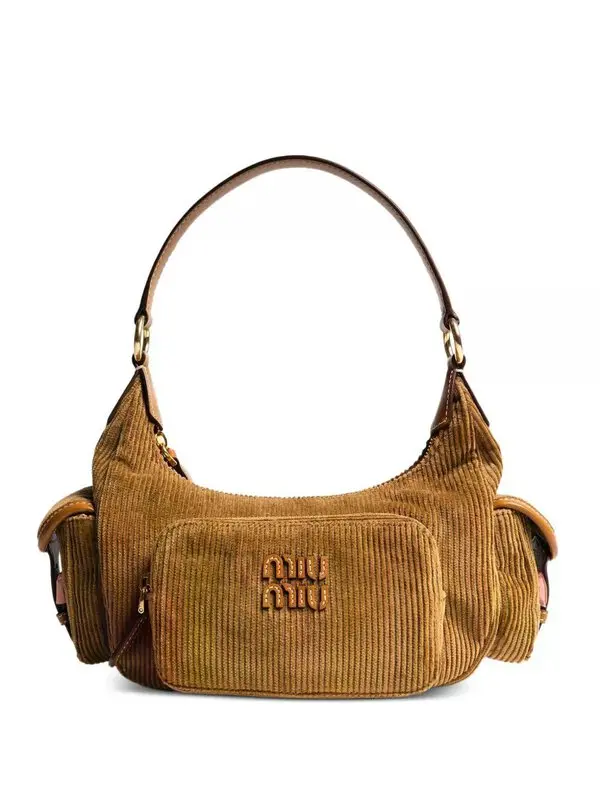 Miu Miu Corduroy Shoulder Bag - Brown