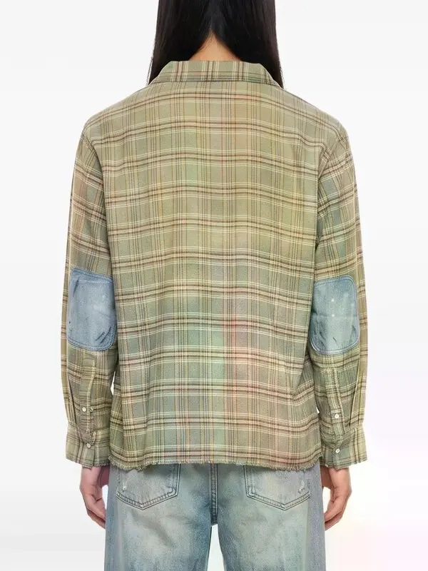 FOUND Check-pattern Patchwork Shirt