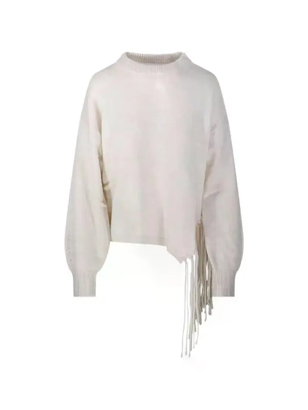 OSCAR THE COLLECTION Fringe-trim Asymmetric Sweater