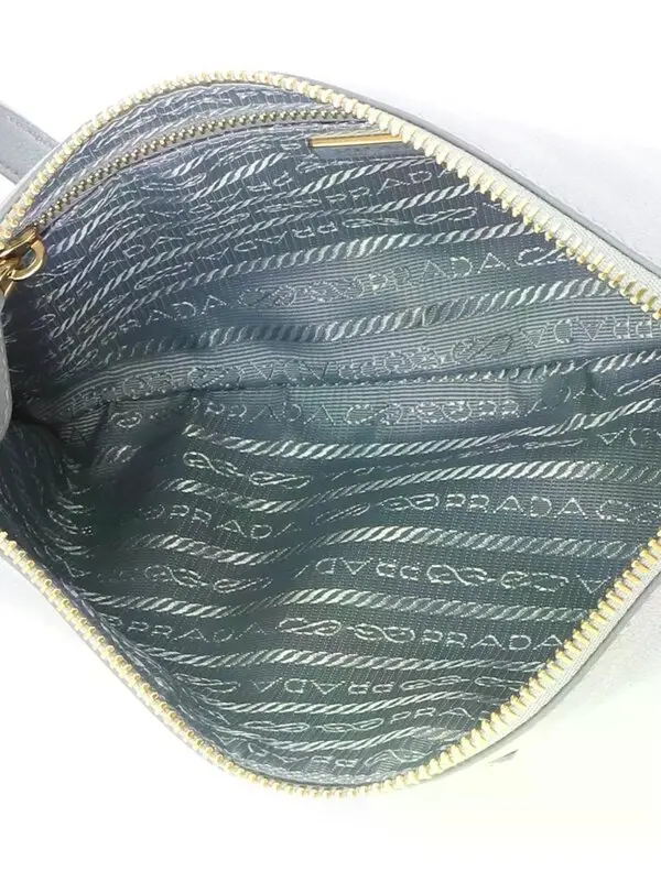 Prada Zip Flat Pouch Leather Shoulder Bag
