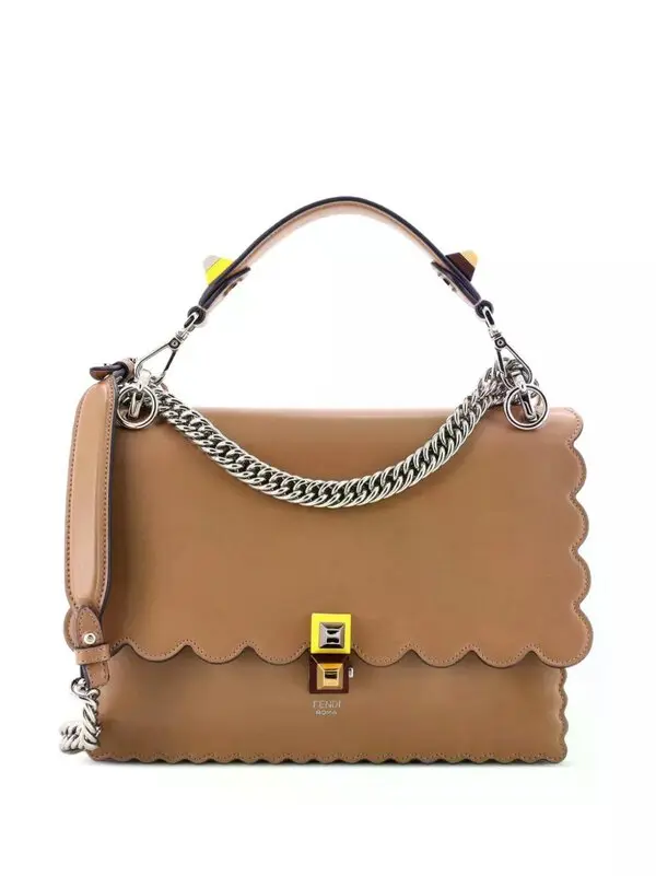 Fendi Kan I Bag Leather Medium Shoulder Bag - Brown