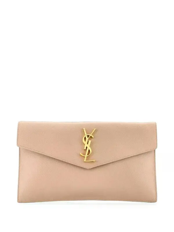 Saint Laurent Classic Monogram Envelope Leather Clutch Bag