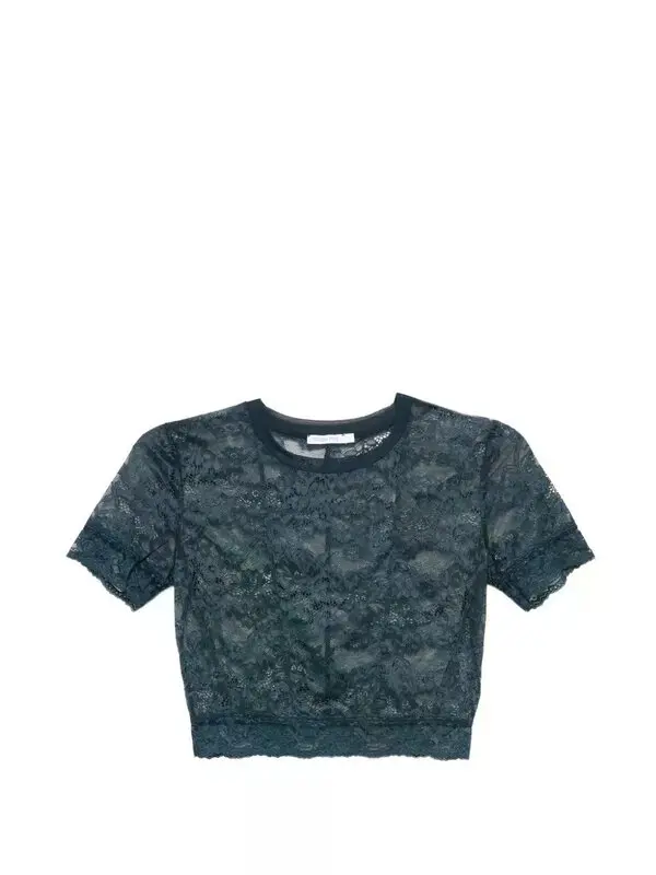 Patrizia Pepe Lace-panelled Cropped T-shirt