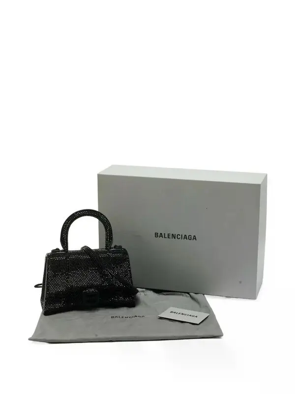 Balenciaga Xs Hourglass Crystal-embellished Tote Bag