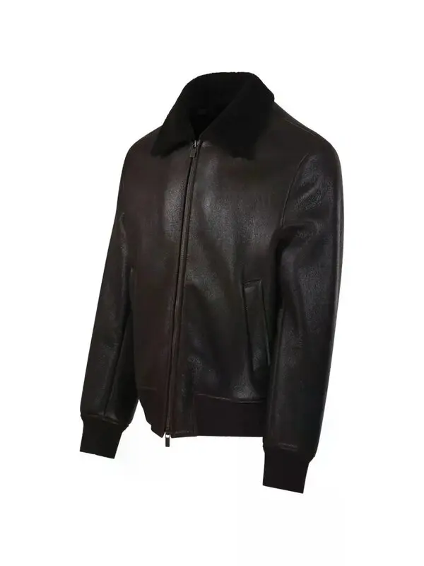 SALVATORE SANTORO Shearling-collar Leather Jacket