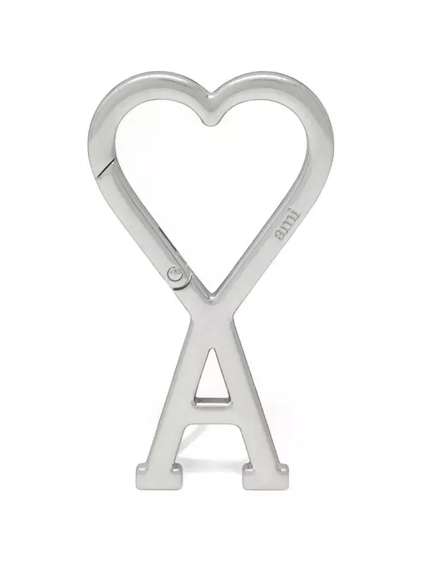 AMI Paris Aluminium Hook Keyring With De Coeur
