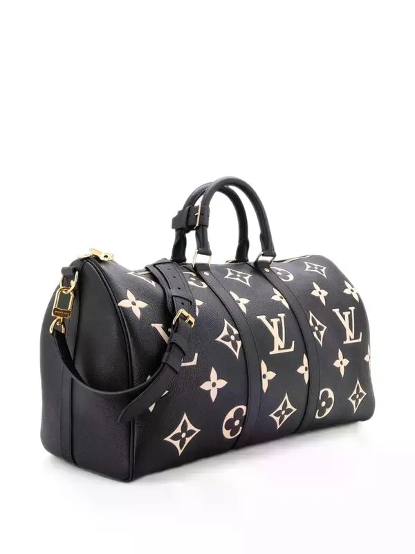 LOUIS VUITTON Keepall Bandouliere Bag Monogram Empreinte Giant 45 Travel Bag - Black