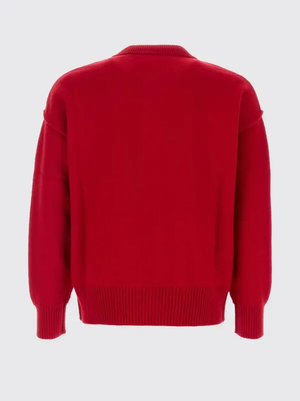 AMI Paris Wool Crewneck Cardigan With Contrasting Embroide Logo