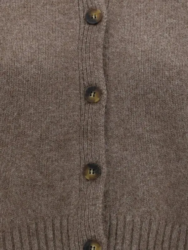 Loulou De Saison Remus Merino Wool Crewneck Cardigan - Grey