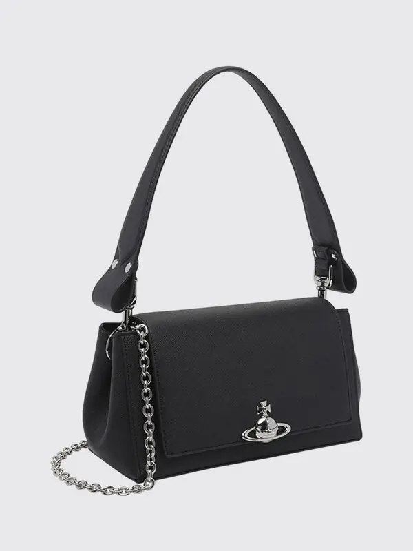 VIVIENNE WESTWOOD Saffiano Synthetic Leather Shoulder Bag With Orb Logo