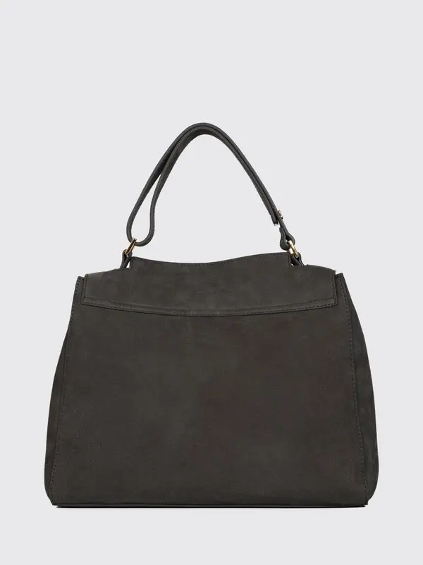 Orciani Sveva Hammered Leather Handbag With Adjustable Handle And Strap - Black