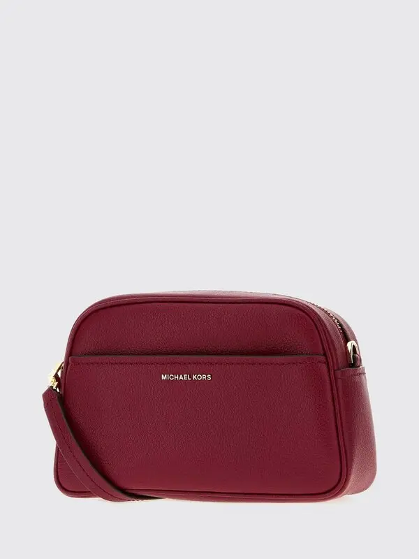Michael Kors Jet Set Leather Camera Crossbody Bag With Metal Logo - Red