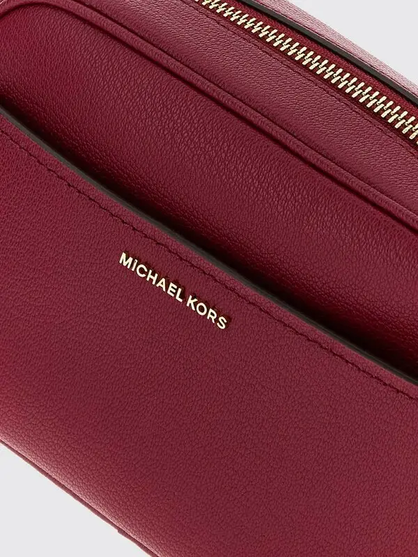 Michael Kors Jet Set Leather Camera Crossbody Bag With Metal Logo - Red