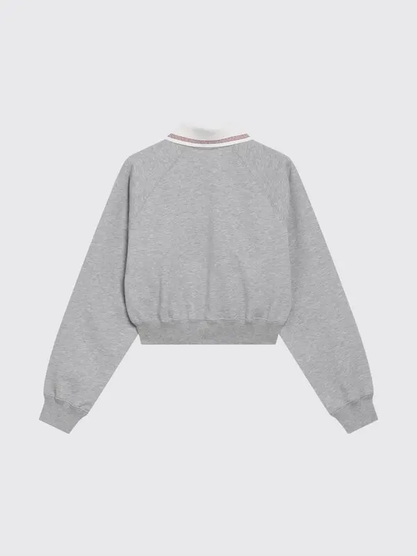 Versace Cropped Cotton Polo Sweatshirt With Classic Collar And Contrast Logo