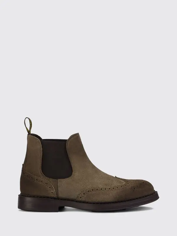 DOUCAL'S Suede Calfskin Chelsea Boots With Pull Tab - Mud