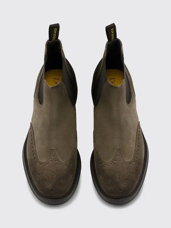 DOUCAL'S Suede Calfskin Chelsea Boots With Pull Tab - Mud