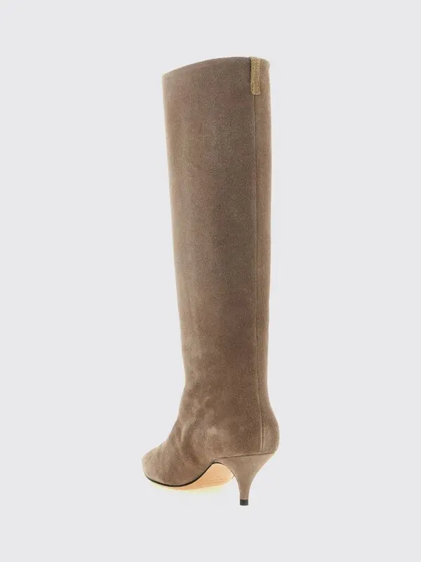 Fabiana Filippi Suede Knee-high Boots With A Medium Heel - Beige