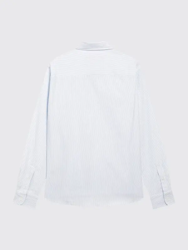 AMI Paris Slim Fit Striped Cotton Shirt With Button-down Collar And Logo