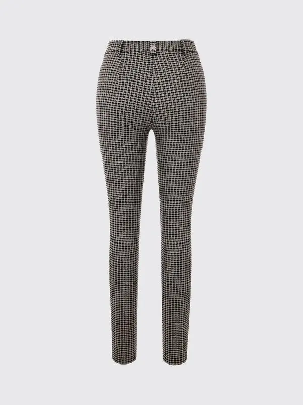 Patrizia Pepe Houndstooth Print Skinny Pants In Jersey With Mid-rise Waist