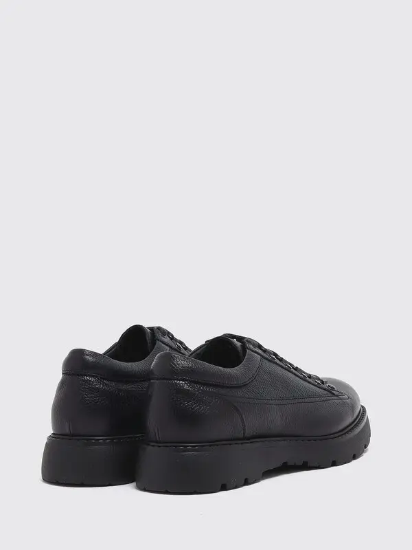 DOUCAL'S Pebbled Calfskin Derby Shoes With Padded Ankle - Navy