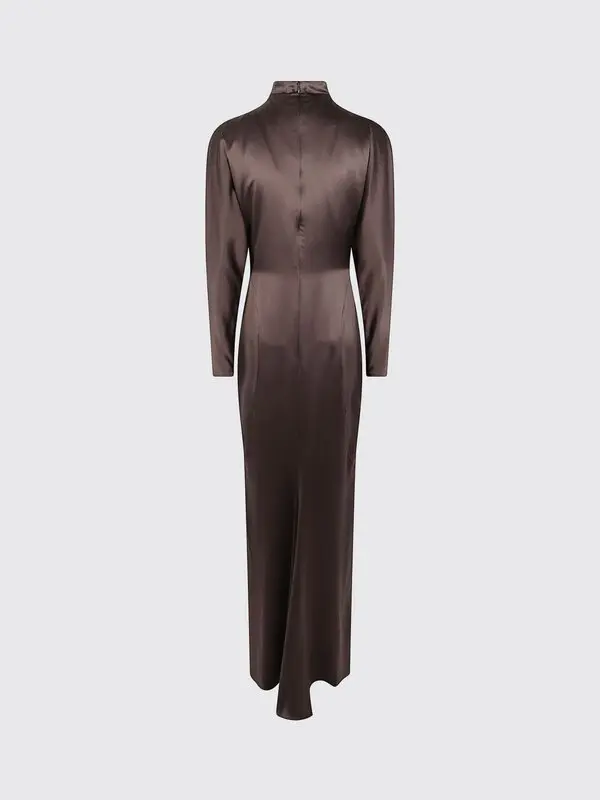 Max Mara Long Silk Sheath Evening Gown With Draped High Neck