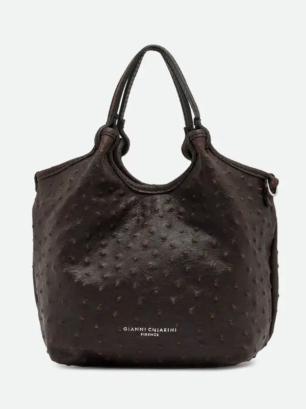 GIANNI CHIARINI Dua Mini Embossed Calfskin Leather Handbag With Logo