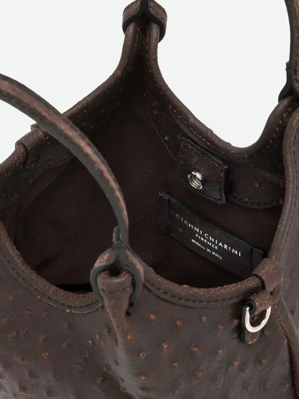 GIANNI CHIARINI Dua Mini Embossed Calfskin Leather Handbag With Logo