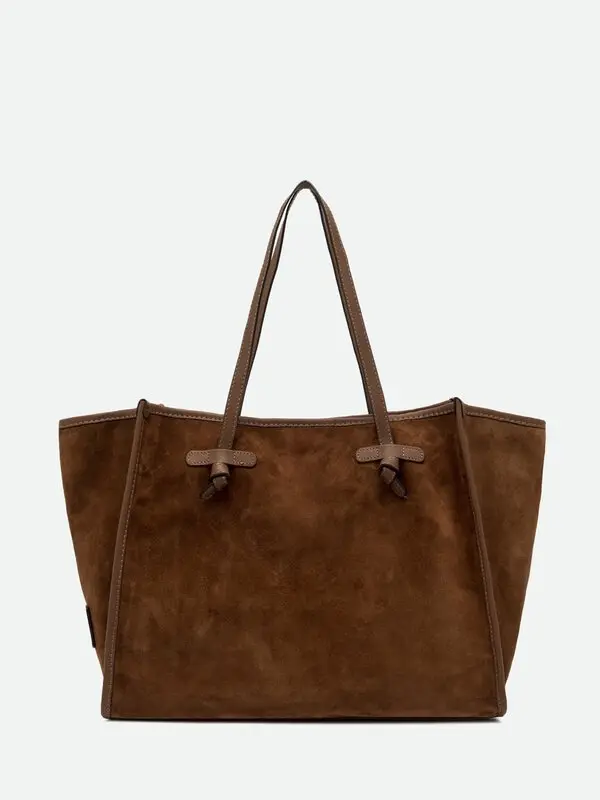 GIANNI CHIARINI Marcella Suede Calfskin Shoulder Bag - Hazel