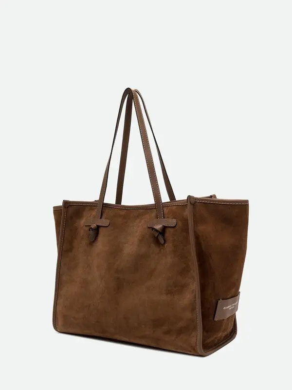 GIANNI CHIARINI Marcella Suede Calfskin Shoulder Bag - Hazel