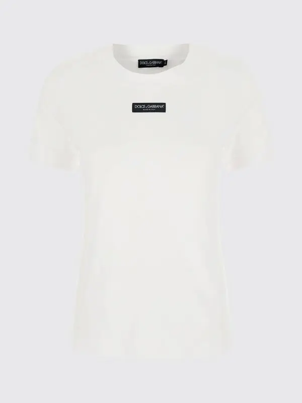 Dolce & Gabbana Cotton T-shirt With Contrast Logo And Crew Neck