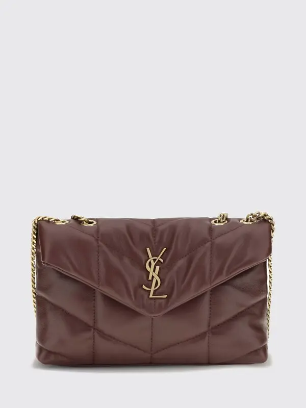 Saint Laurent Puffer Matelassé Lambskin Mini Bag With Monogram - Wine
