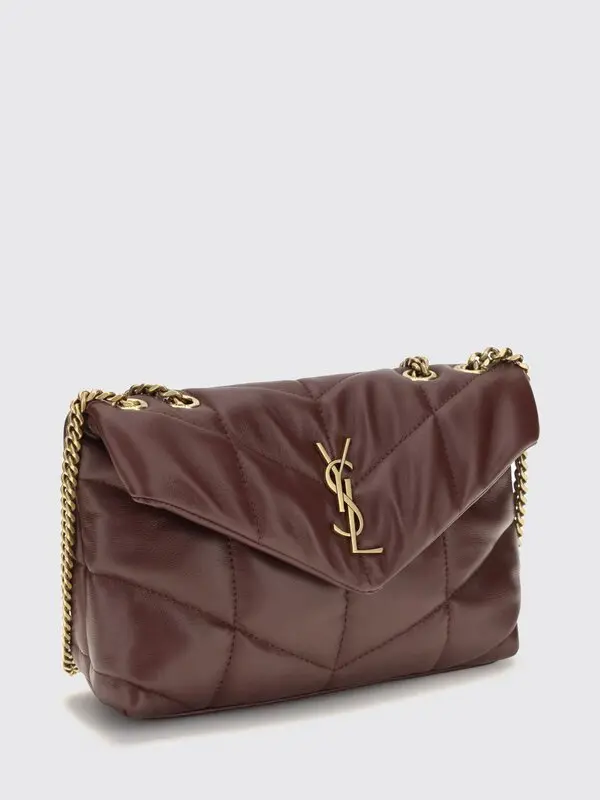 Saint Laurent Puffer Matelassé Lambskin Mini Bag With Monogram - Wine