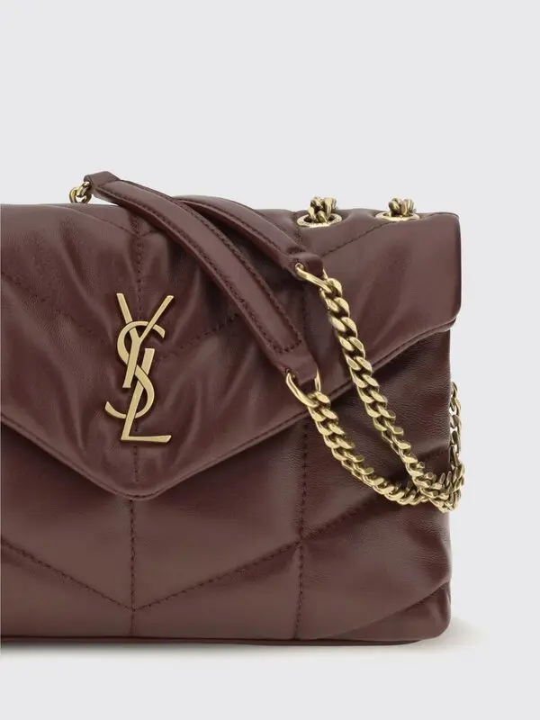 Saint Laurent Puffer Matelassé Lambskin Mini Bag With Monogram - Wine