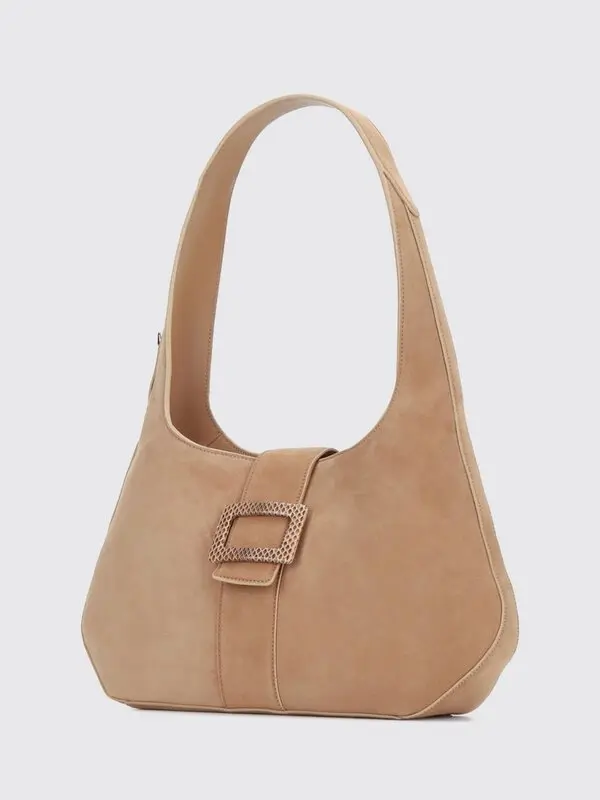ROGER VIVIER Belle Vivier Suede Hobo Bag With Engraved Plaque