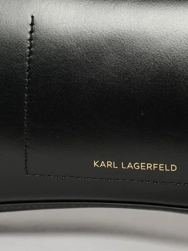 Karl Lagerfeld Brushed Leather Shoulder Bag With Monogram And Adjustable Handle