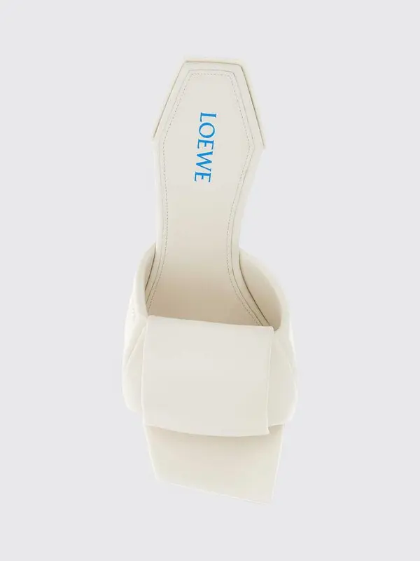 Loewe Origami Mule Sandals In Lambskin With High Cone Heel And Square Toe - White