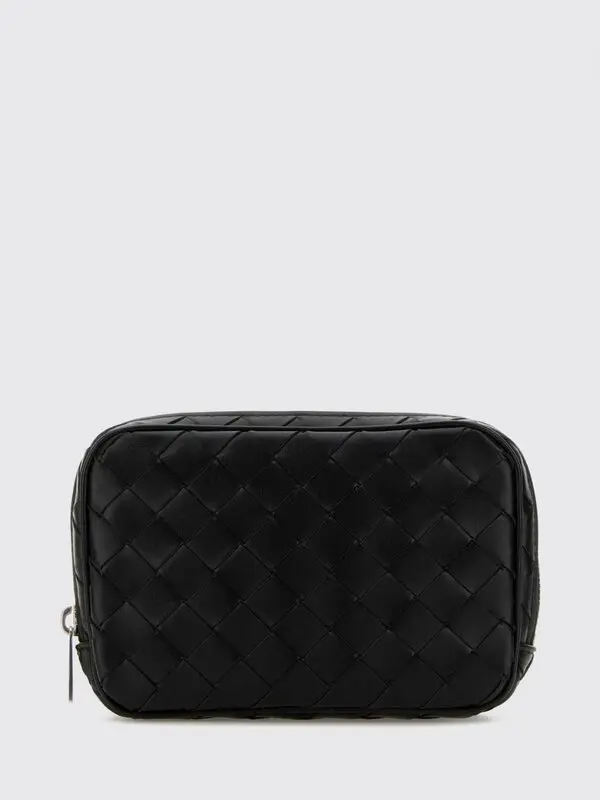 Bottega Veneta Small Intrecciato Calfskin Beauty Case With Zip Closure - Black