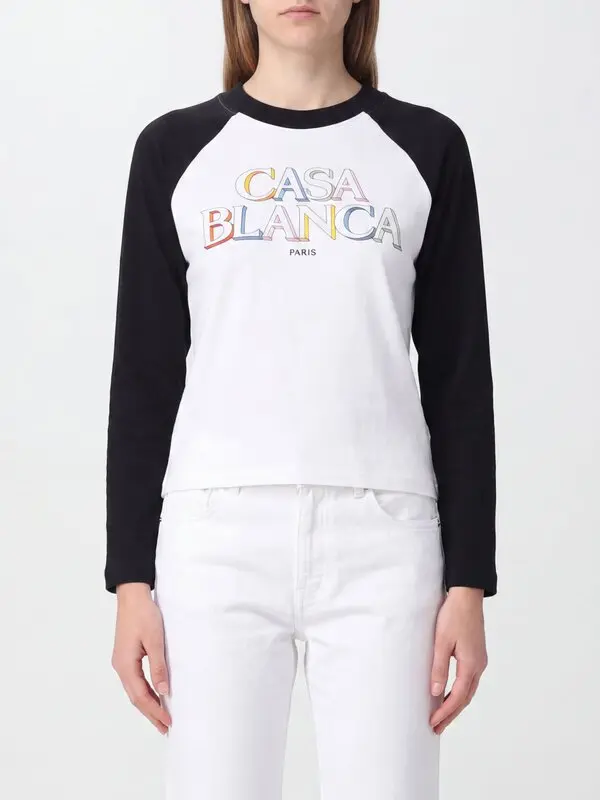 Casablanca Long-sleeved Cotton T-shirt With Contrast Logo