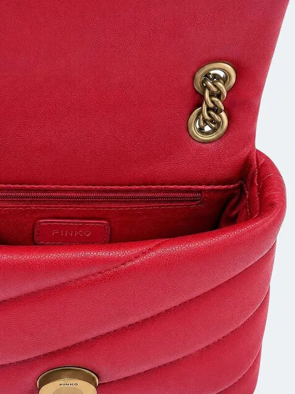 Pinko Classic Love Bag Puff Quilted Leather Crossbody Bag With Love Birds Logo