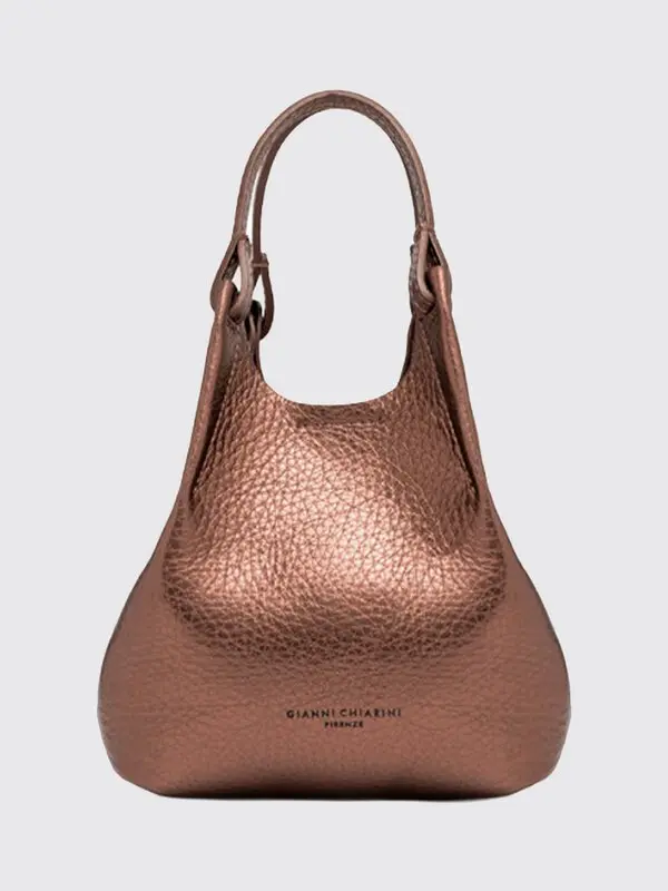 GIANNI CHIARINI Dua Mini Hammered Leather Handbag With Double Handle - Bronze